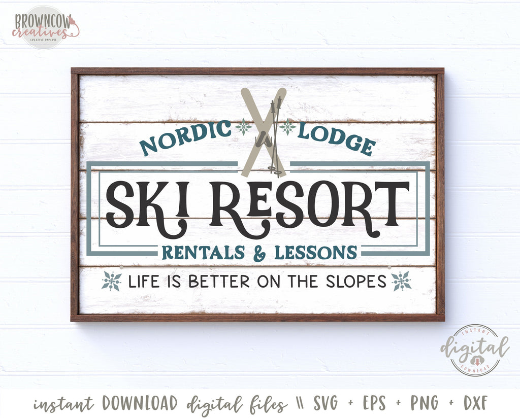 Winter SVG, Winter Ski Resort Farmhouse Sign SVG/Cut File, Ski Resort ...